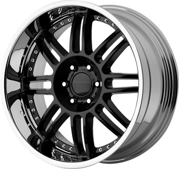 Backseat KM125 KMC Wheels Black with Polished Stainless Lip Finish Rims ...